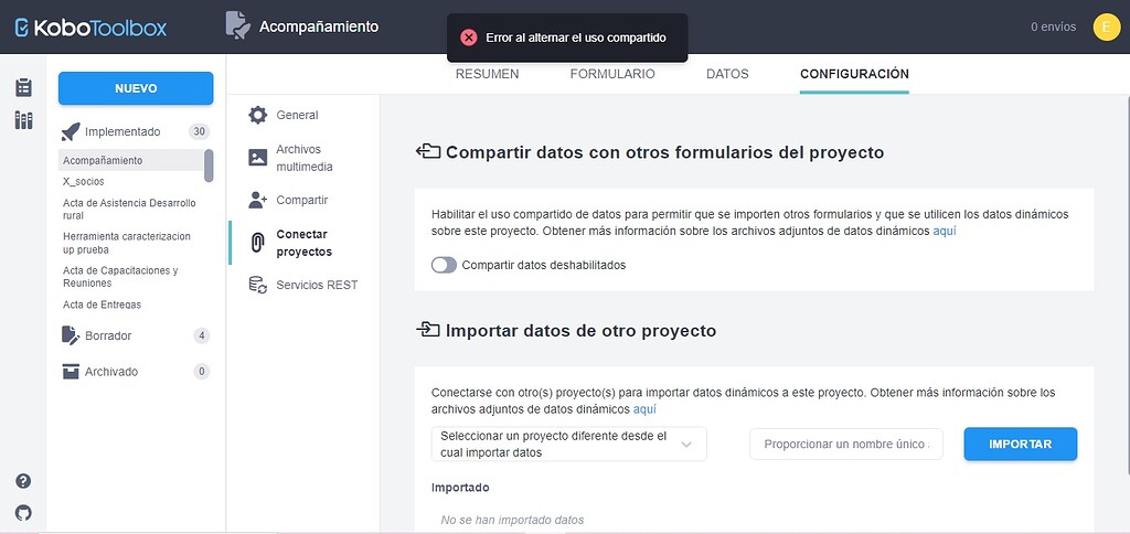 Issue Enabling Data Sharing To Allow Other Forms To Be Imported Data