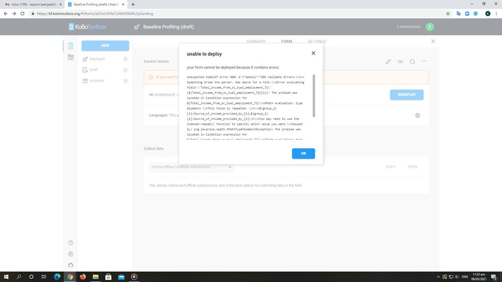 Not able to deploy my xlsform in the server - Form Building - KoboToolbox Community Forum