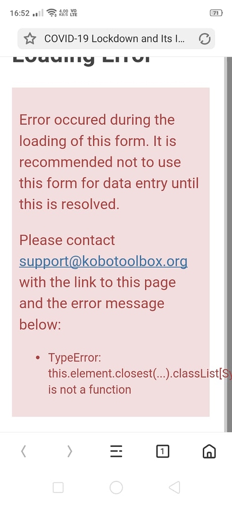 Getting error message while loading survey forms - Data Collection - KoboToolbox Community Forum
