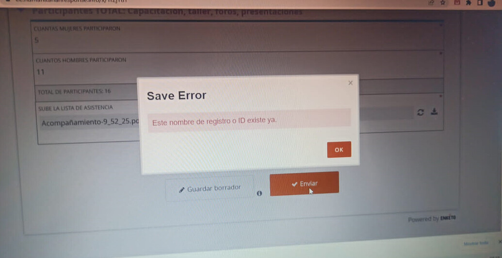 Error when user submits form: Save Error registry ID already exists - Kobo On Your Own Server ...