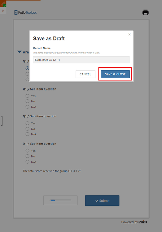 Save form as draft in Enketo - Data Collection - KoboToolbox Community Forum