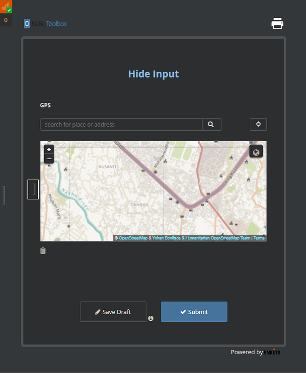 Showing A Map In Mobile Phone To Get Location Data And Hyding Lat Lon