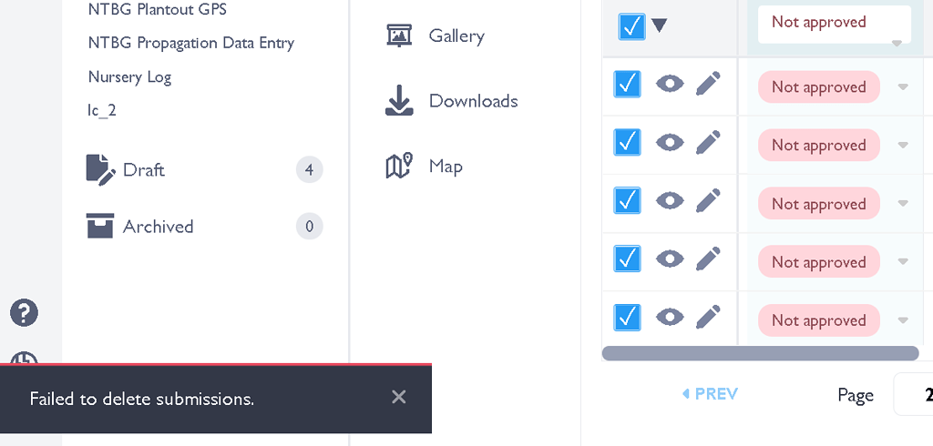 Failed to delete submissions - Data Management - KoboToolbox Community Forum