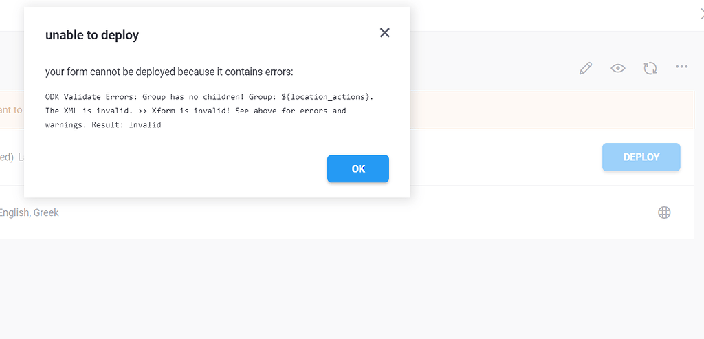 Seeing the error message 'unable to deploy' - Form Building ...