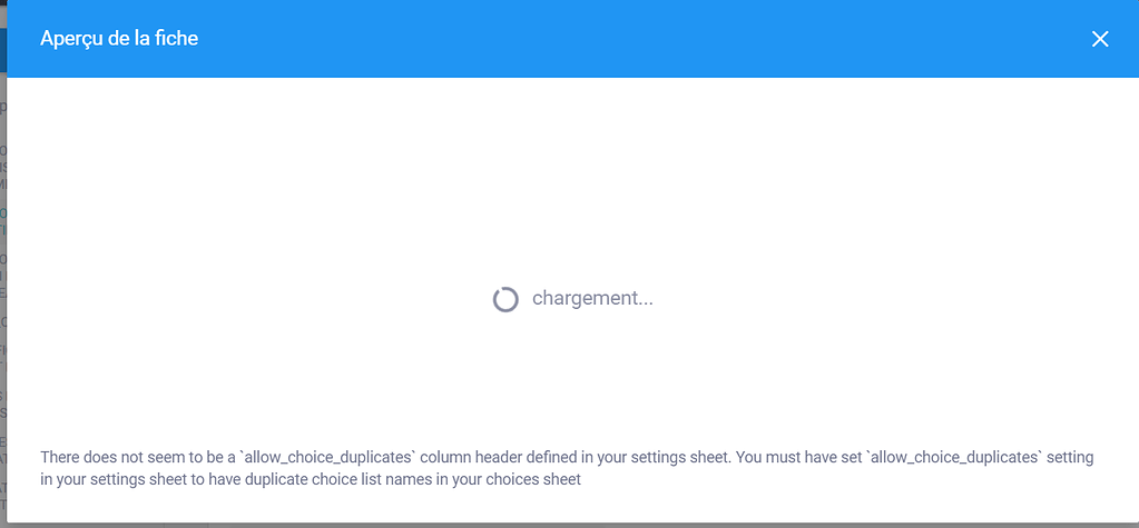 Allow choice duplicate error message while previewing - Form Building - KoboToolbox Community Forum