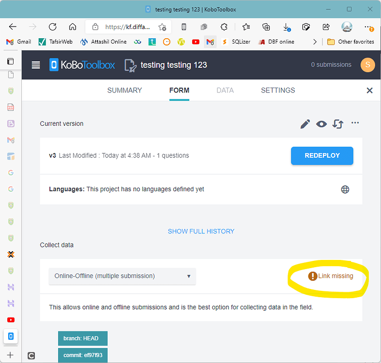 Kobotoolbox has link missing issue - Kobo On Your Own Server - KoboToolbox Community Forum