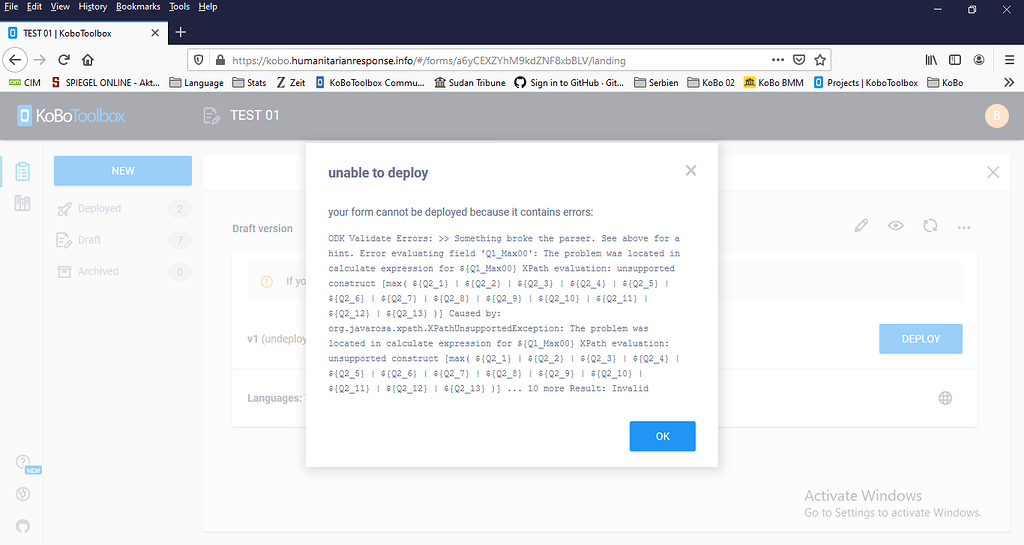 Deployment error - max function - Form Building - KoboToolbox Community Forum