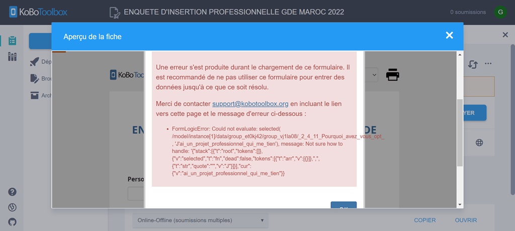 Error to redeploy questionnaire - Form Building - KoboToolbox Community Forum