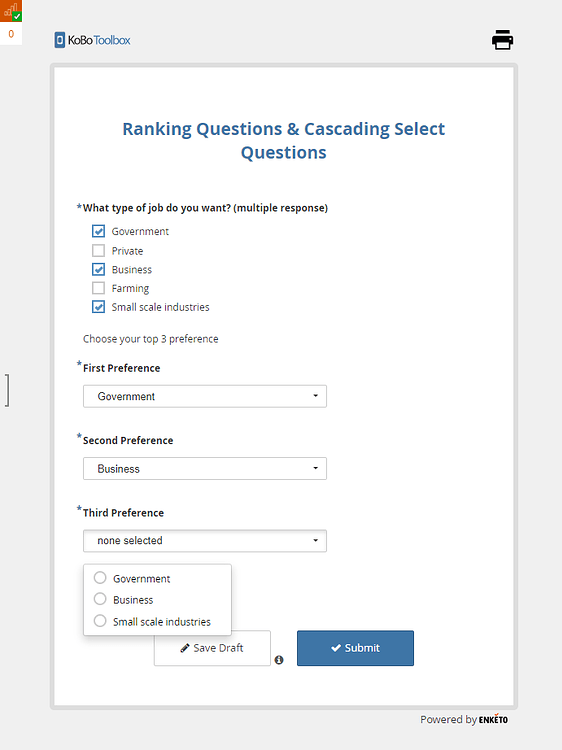 How do i use cascading select within ranking question in KoBoToolbox? - Form Building ...