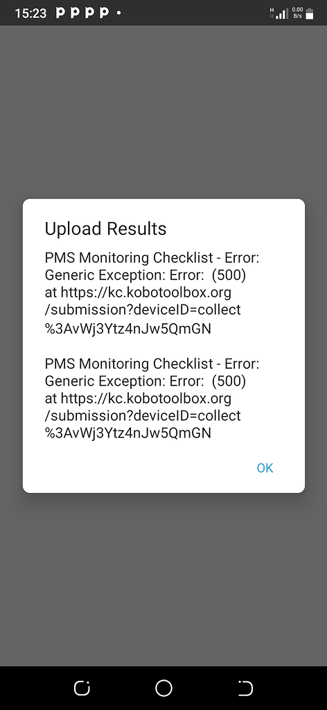 Generic 500 error in Sending the collected to the Kobocollect app - Data Collection ...