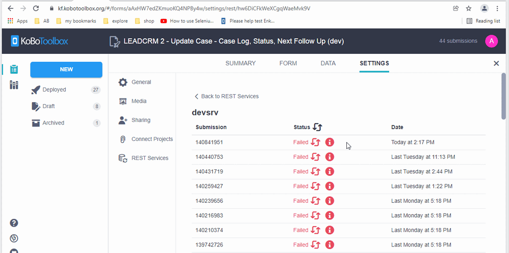 REST Services - Failed (Read timed out) status on successful submissions - API - KoboToolbox ...