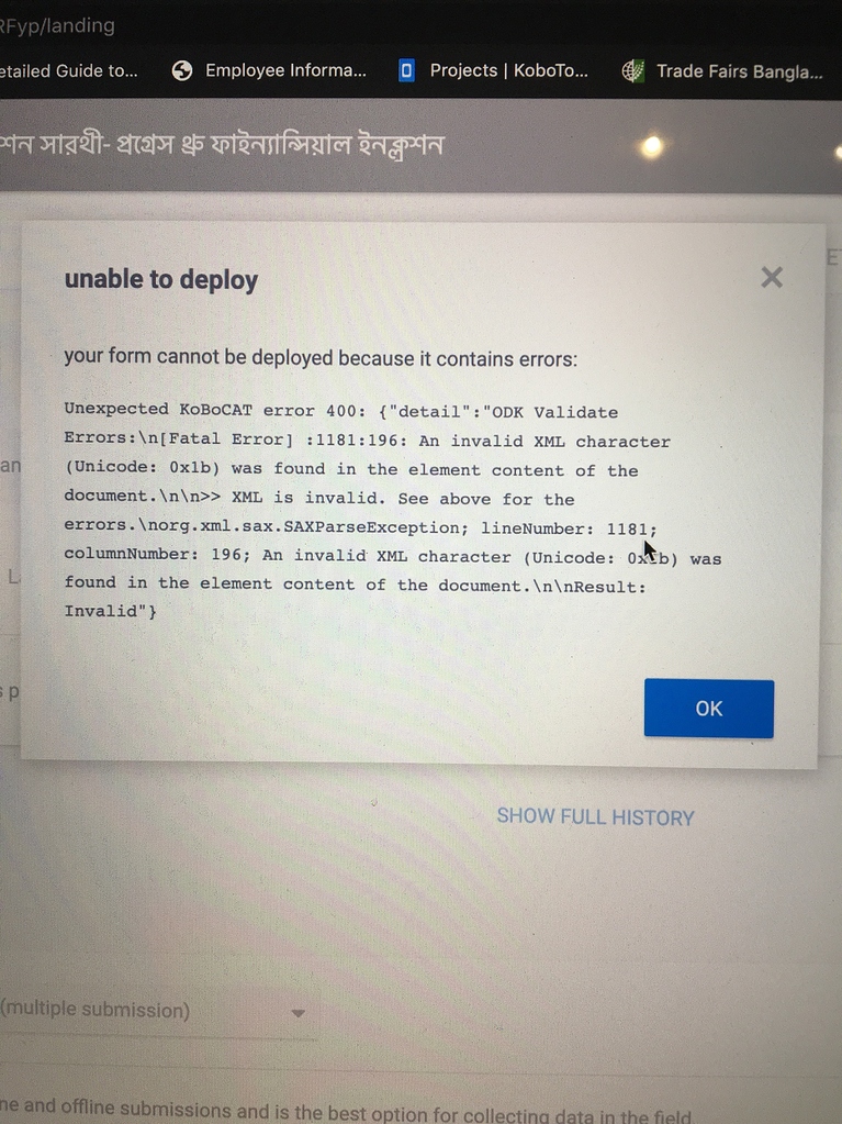 Form cannot be deployed because it contains error - Form Building - KoboToolbox Community Forum