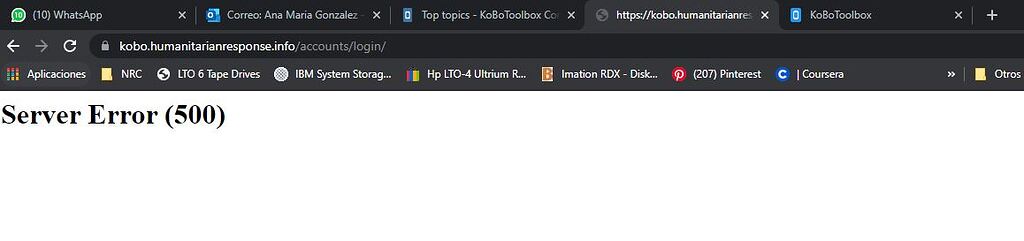 Server Error 500 - Unable to login - Account Issues - KoboToolbox ...