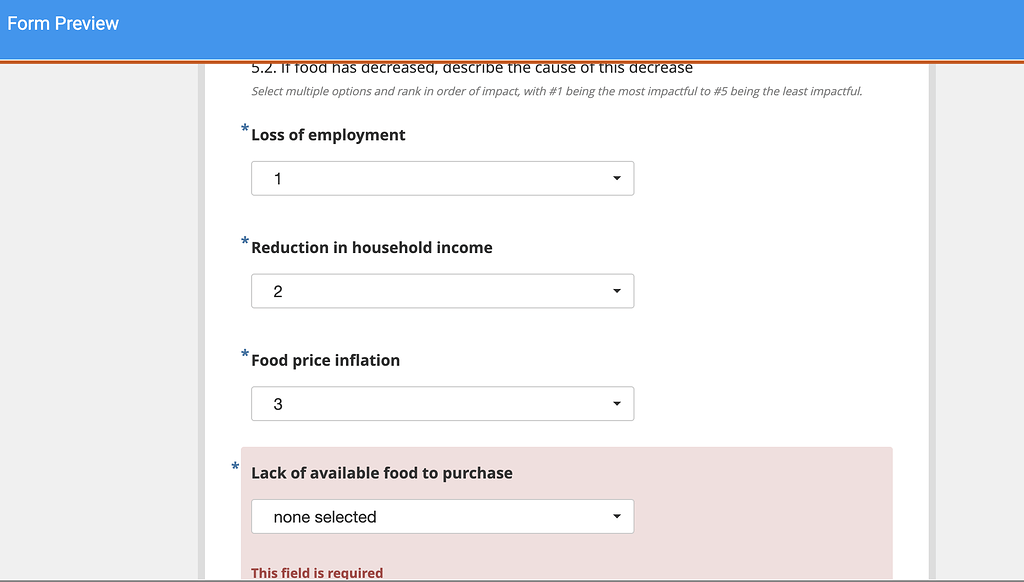 Prevent required answers for Ranking feature - Form Building - KoboToolbox Community Forum