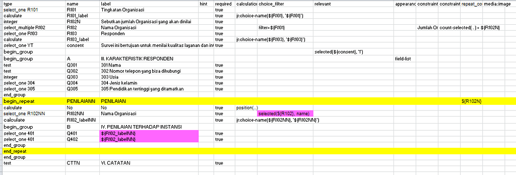 Get data on repeat group and sett logic - Form Building - KoboToolbox Community Forum