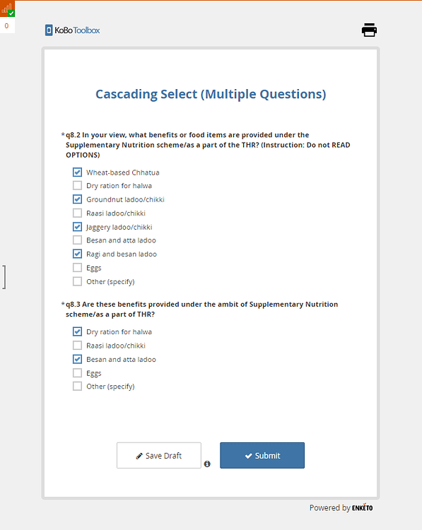 Those options appear in the next question which have not been selected in the previous question ...