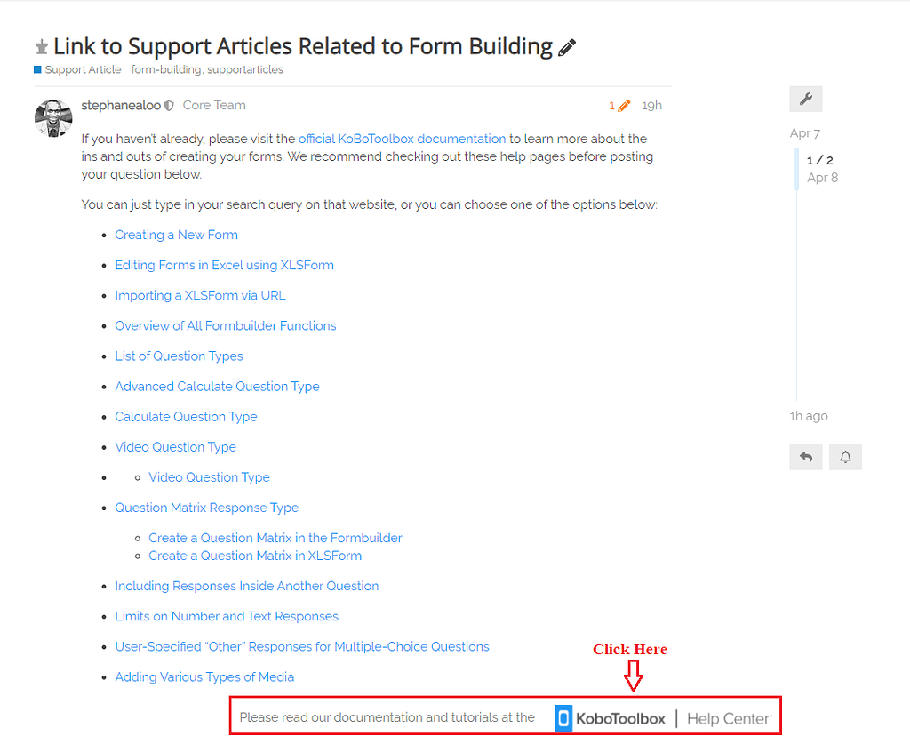 Link to Support Articles Related to Form Building - Support Article - KoboToolbox Community Forum