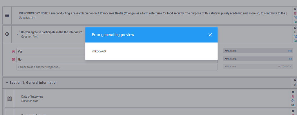 Error message when previewing form - Form Building - KoboToolbox Community Forum