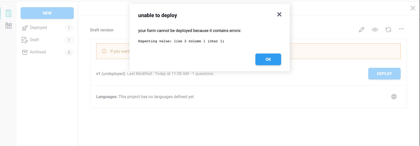 Unable To Deploy Your Form Cannot Be Deployed Because It Contains Errors Expected Value Line 2 7757