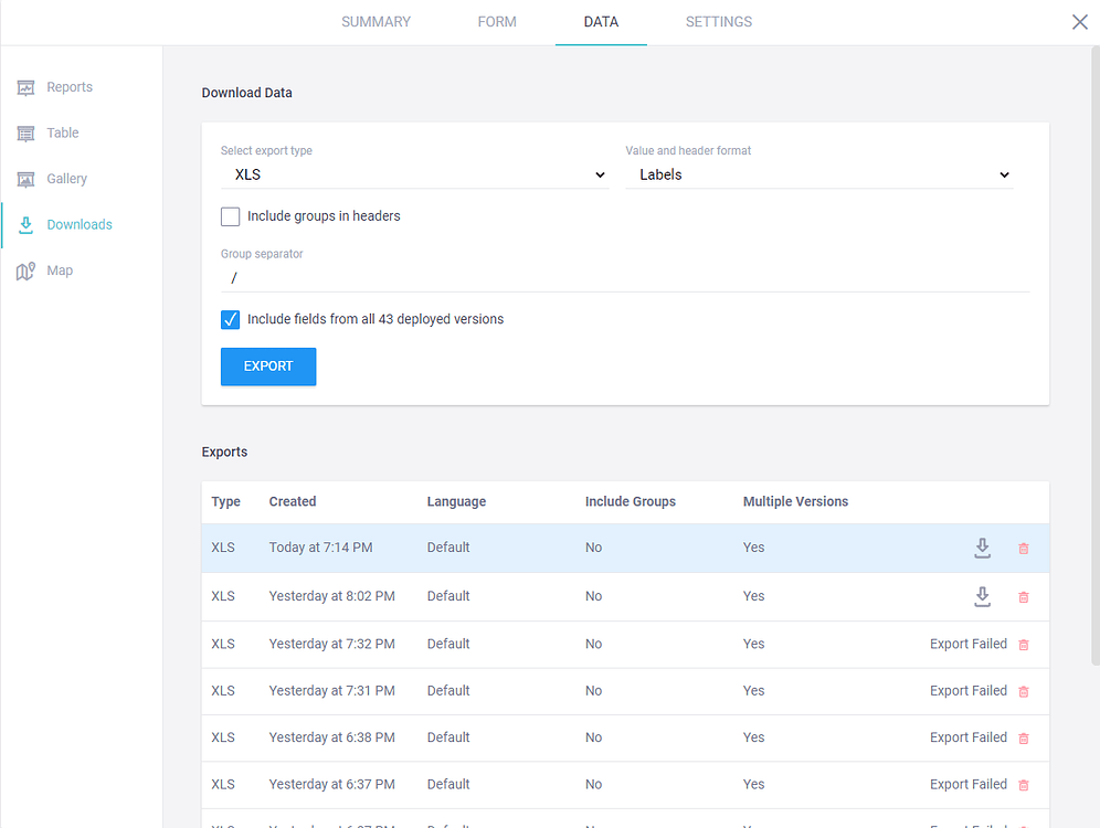 Export Failed Error message while downloading data from KoBoToolbox server - Data Management ...