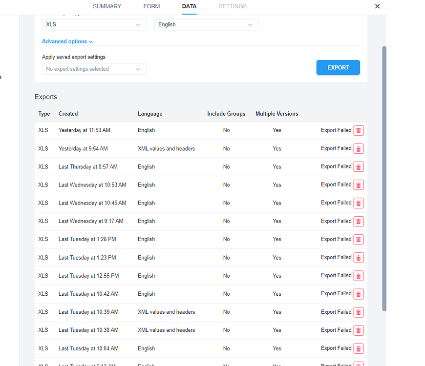 Export error - Data Management - KoboToolbox Community Forum