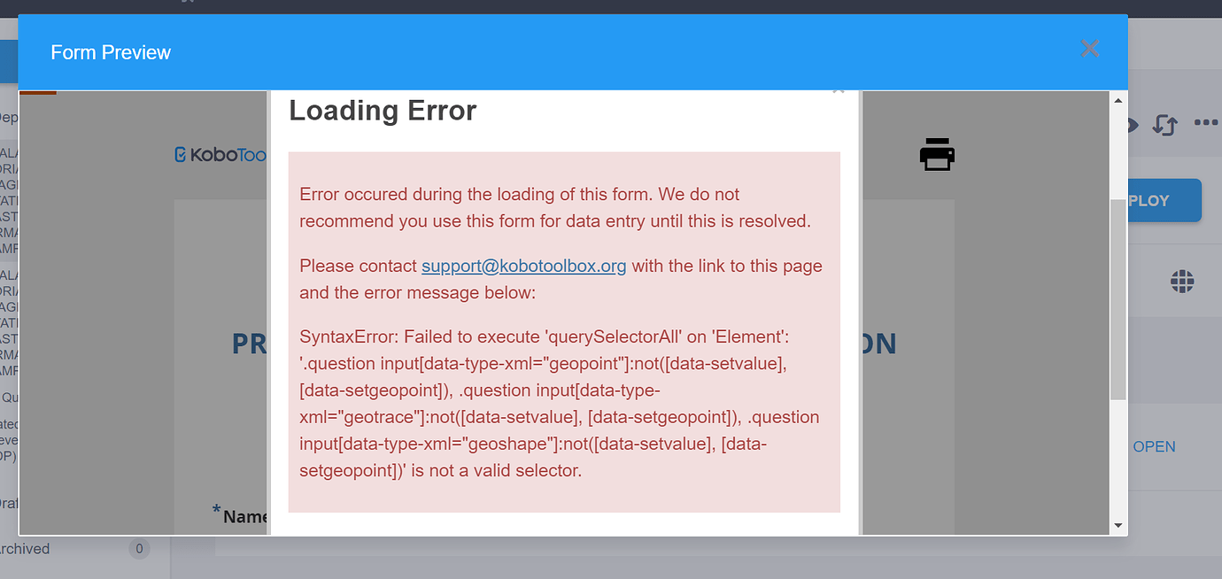 Form usage Error - Data Collection - KoboToolbox Community Forum