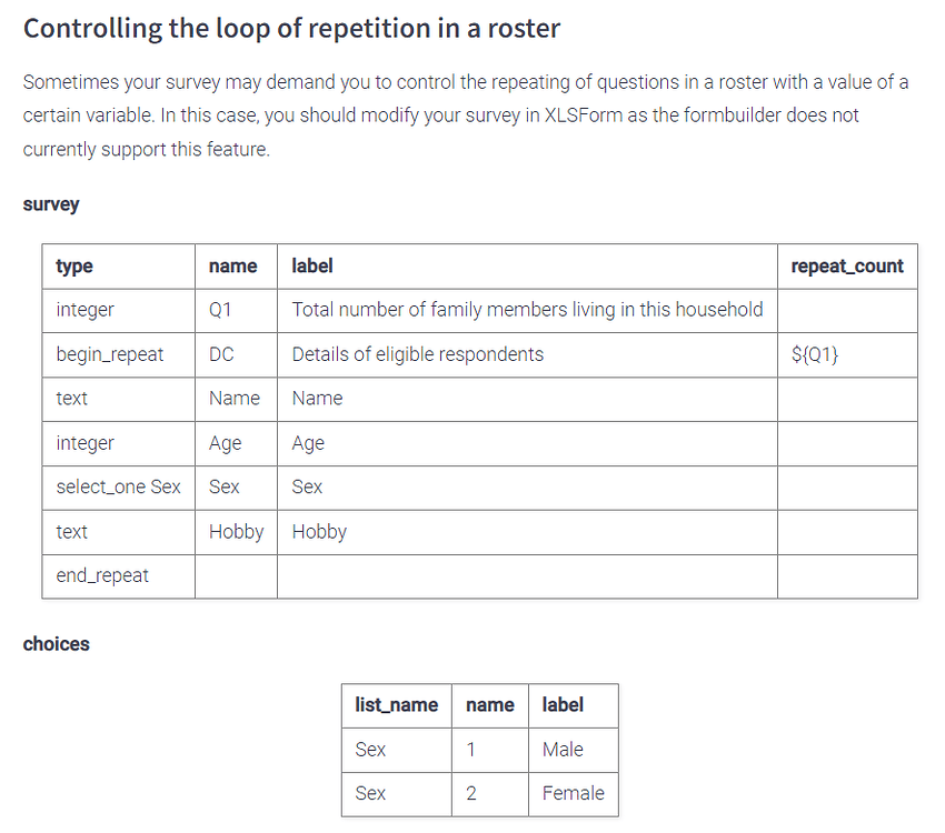 Preselected number of repeats based on a list - Form Building - KoboToolbox Community Forum