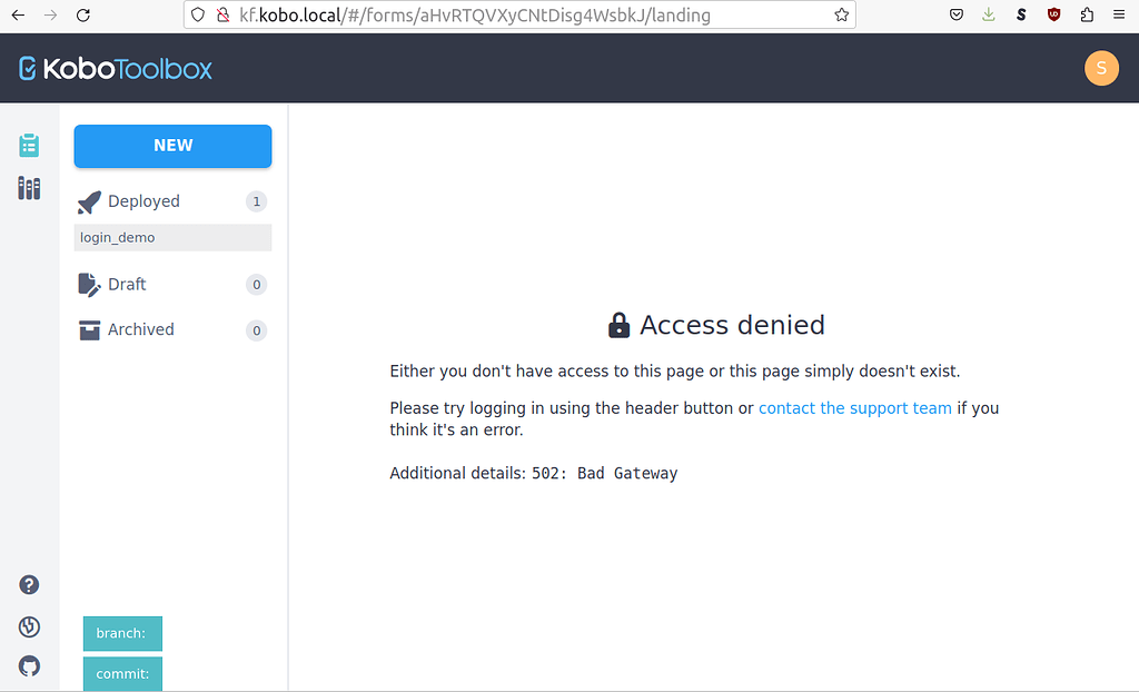 Access Denied / Bad Gateway on local workstation install - Kobo On Your ...