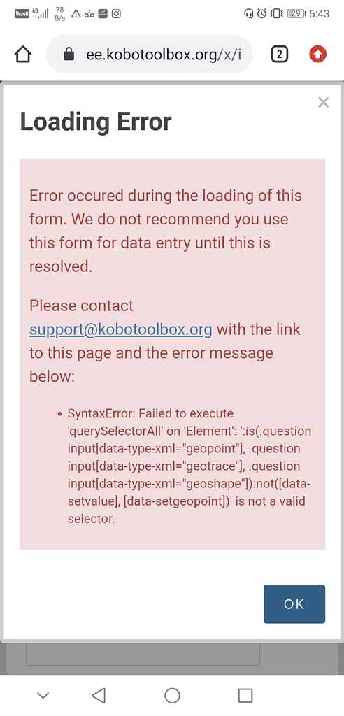 Error Load forms in tablets and smartphone - Data Collection ...