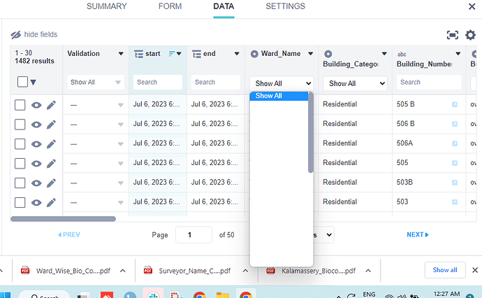 Table Filter Not Working Properly In Data View Page Data Management KoboToolbox Community Forum
