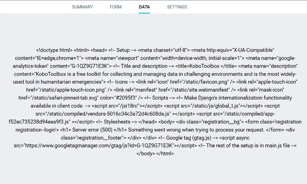 500 Server Error When Accessing Data Tab in KoboToolbox - Data Management - KoboToolbox ...