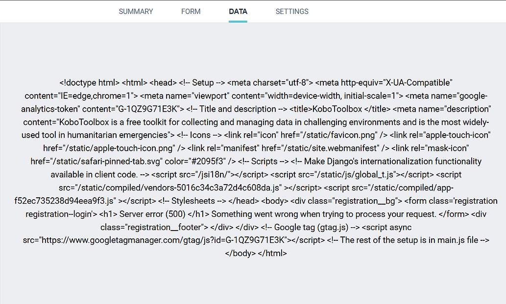 500 Server Error When Accessing Data Tab in KoboToolbox - Data Management - KoboToolbox ...