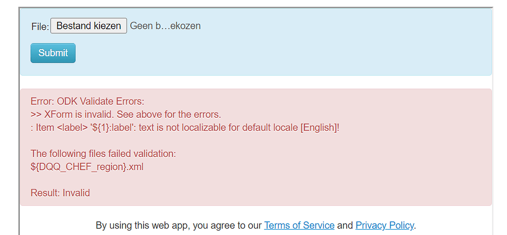 Error: ODK Validate Errors: - Form Building - KoboToolbox Community Forum Error: ODK Validate Errors: - Form Building - KoboToolbox Community Forum