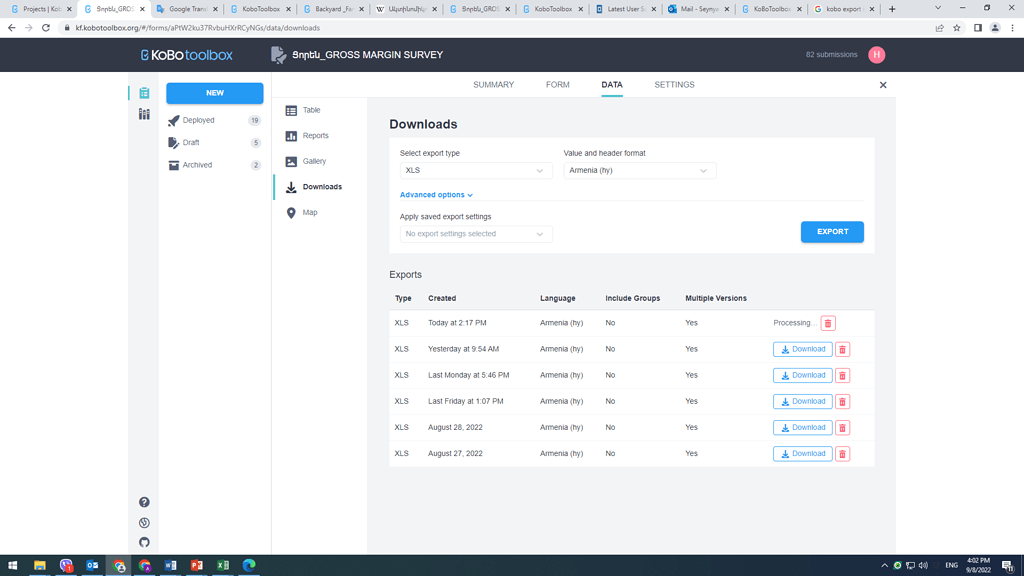 Processing the export but not opening - Data Management - KoboToolbox Community Forum