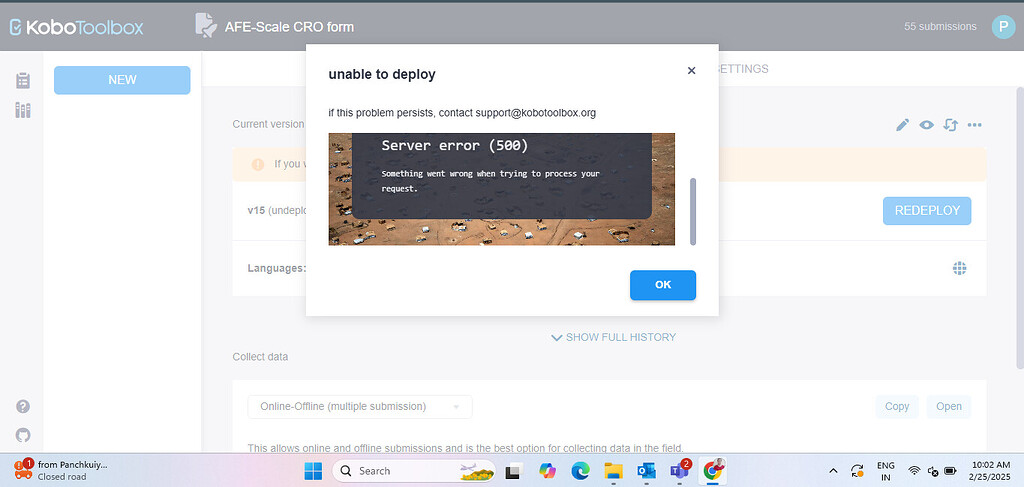 Server error 500 redeploying form - Form Building - KoboToolbox Community Forum