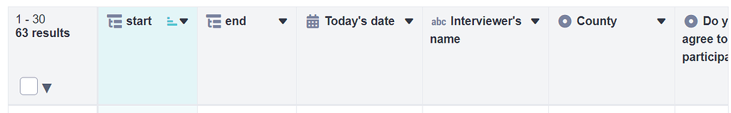Table filters missing - Data Management - KoboToolbox Community Forum