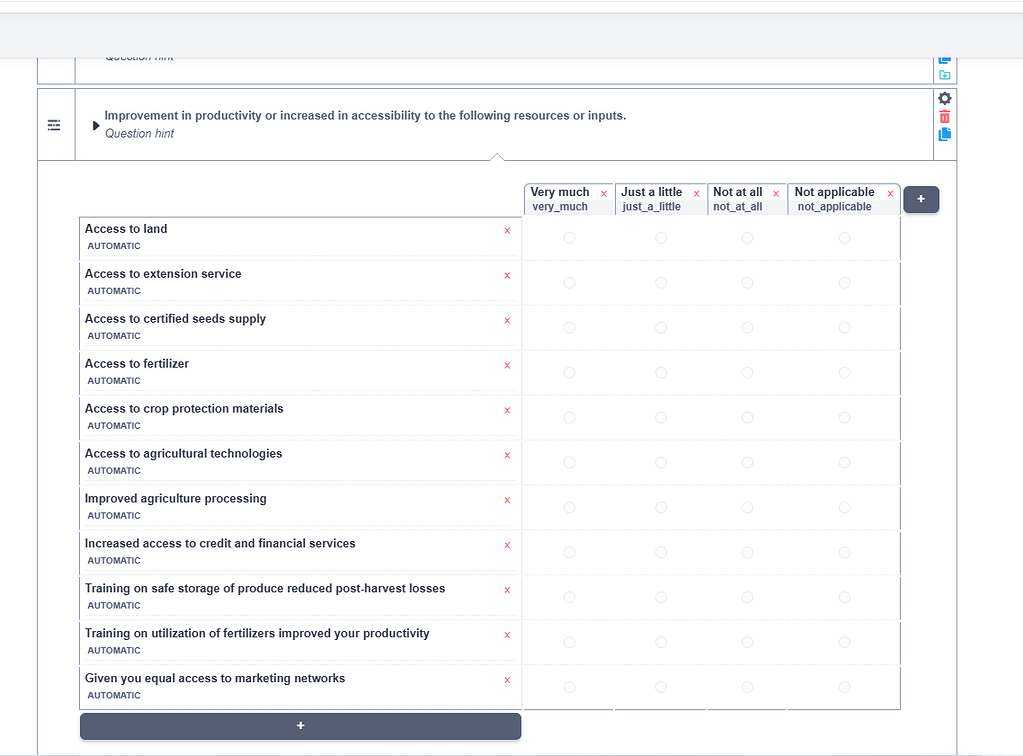 Type question RANK (Matrix Question) - Form Building - KoboToolbox Community Forum