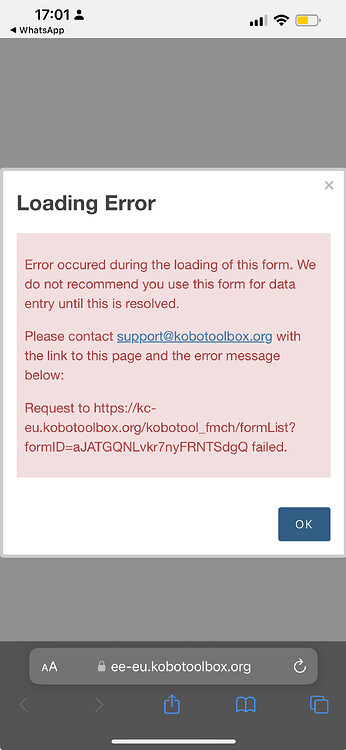 Error loading form on Kobotoolbox - Data Collection - KoboToolbox Community Forum