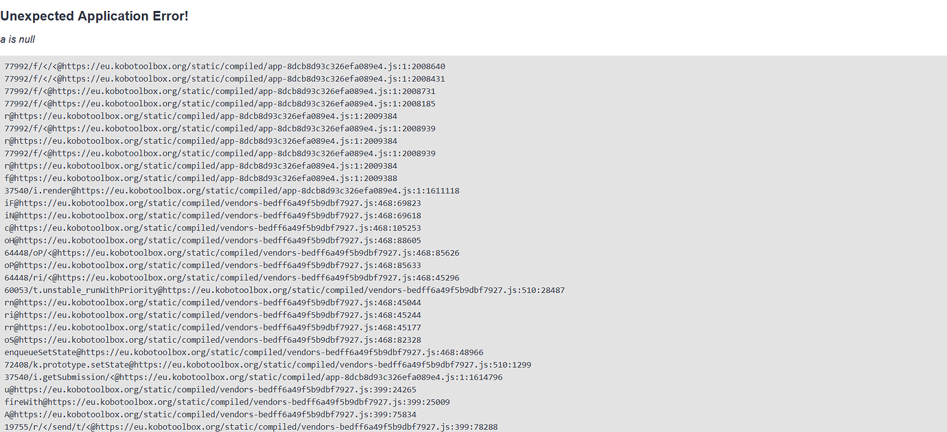 Error on Data View/Edit on Form Submission - Data Collection - KoboToolbox Community Forum