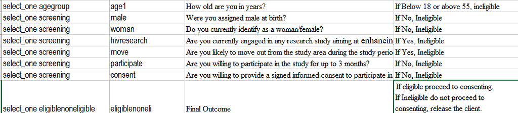 Eligibility criteria - Form Building - KoboToolbox Community Forum