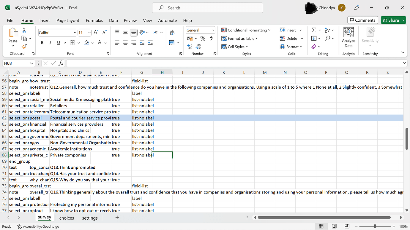 Missing a column on my excel data download - Data Management - KoboToolbox Community Forum