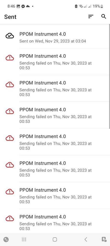 One of our enumerators is experiencing having a 'Sending failed' completed forms - Data ...