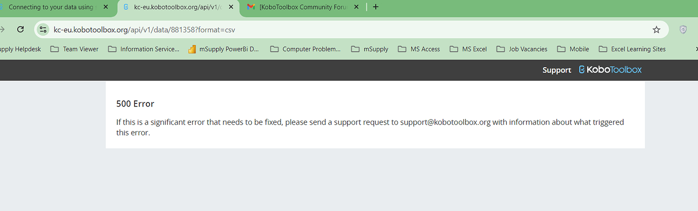 PowerBi connection Failure - Data Management - KoboToolbox Community Forum