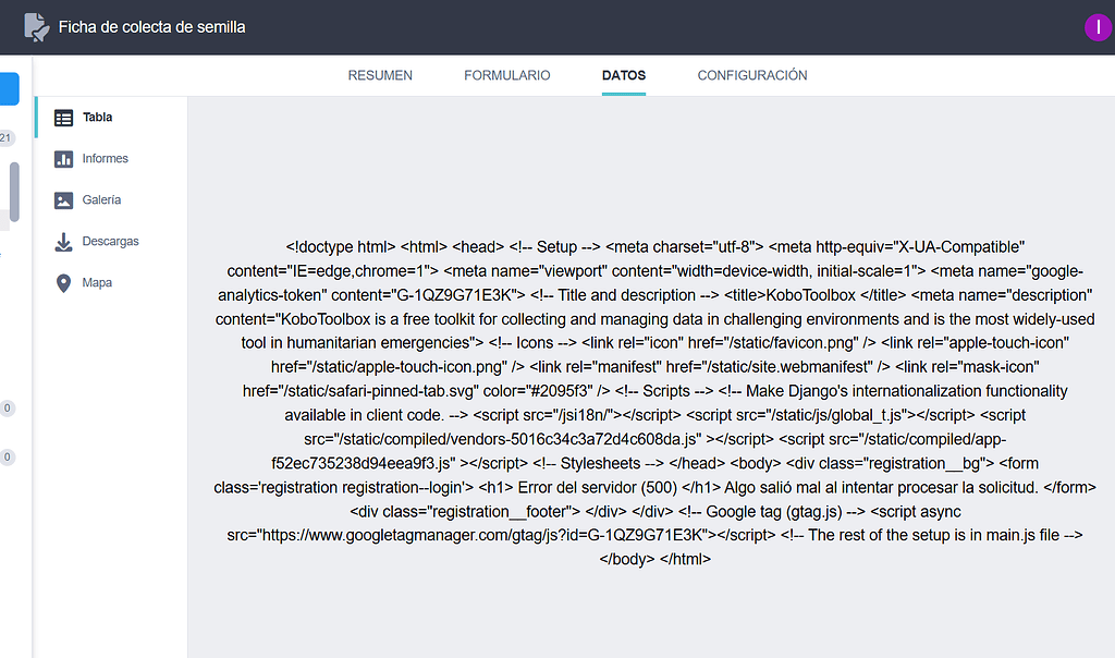Error data viewing (Error al visualizar datos) - Data Management - KoboToolbox Community Forum
