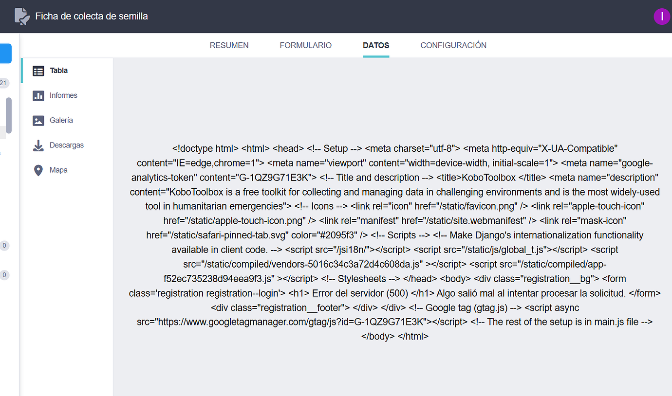Error data viewing (Error al visualizar datos) - Data Management - KoboToolbox Community Forum