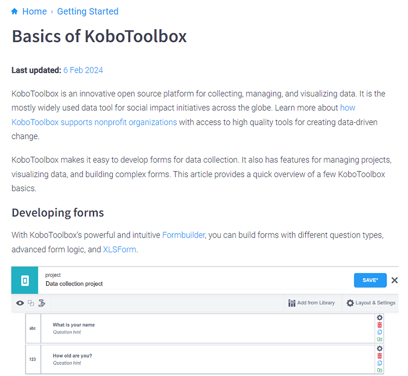 Recently Updated Support Article Basics Of Kobotoolbox Support Article Kobotoolbox 