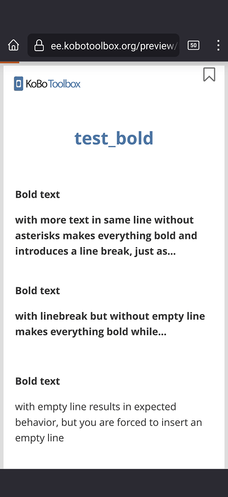 Question labels - entering spaces and bold text - Form Building - KoboToolbox Community Forum