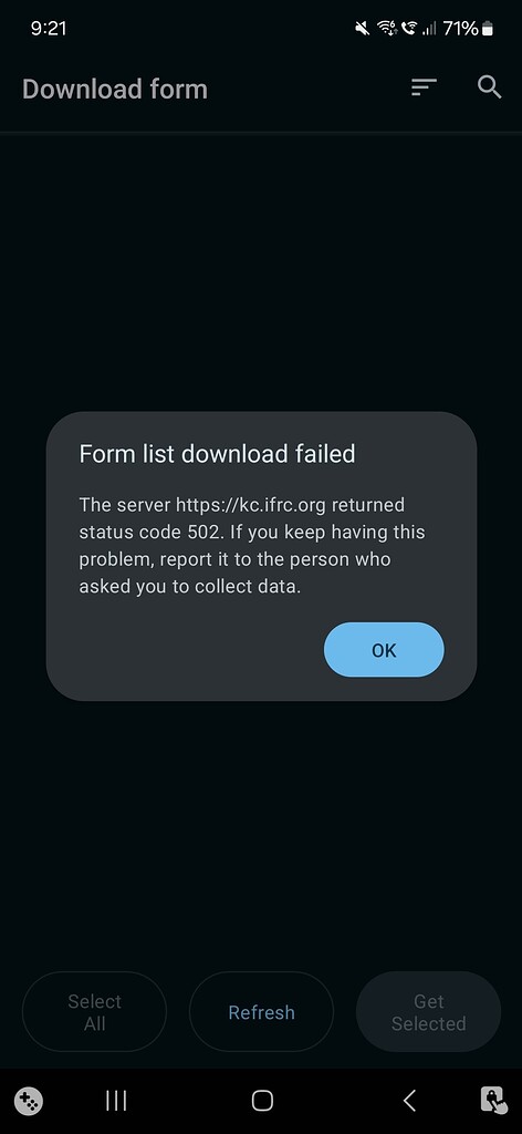 Kobo Collect - 502 error when trying to download form list - Data Collection - KoboToolbox ...