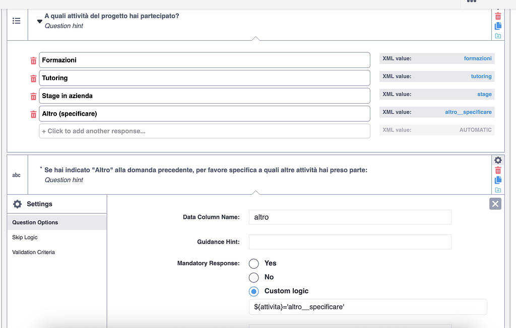 Mandatory response with custom logic based on a select_many question - Form Building ...