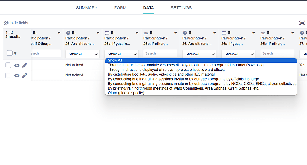 Data columns are missing in my excel (XLS) data export - Data Management - KoboToolbox Community ...